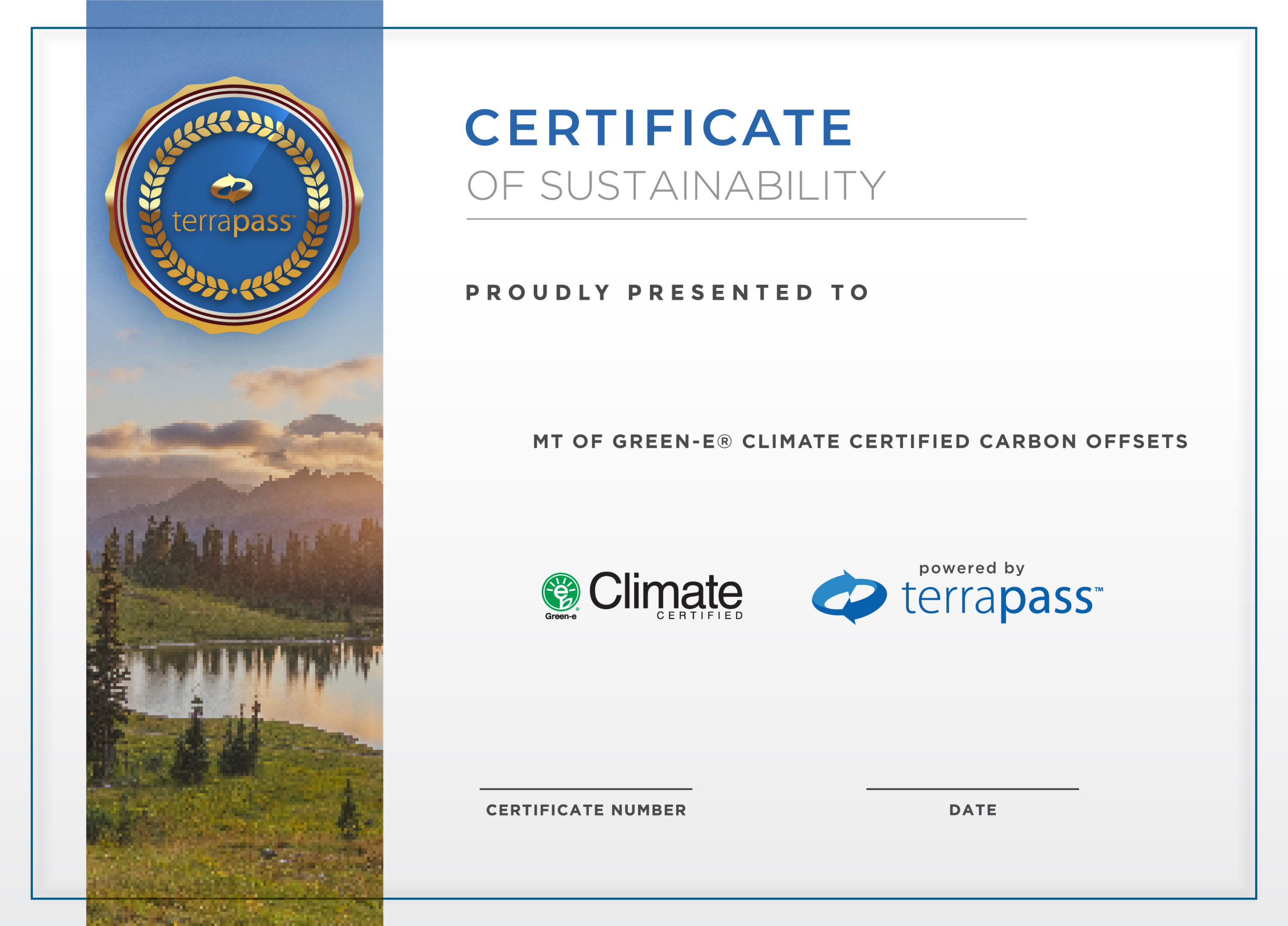 Purchase Green-e® Climate Certified Terrapass Carbon Offsets